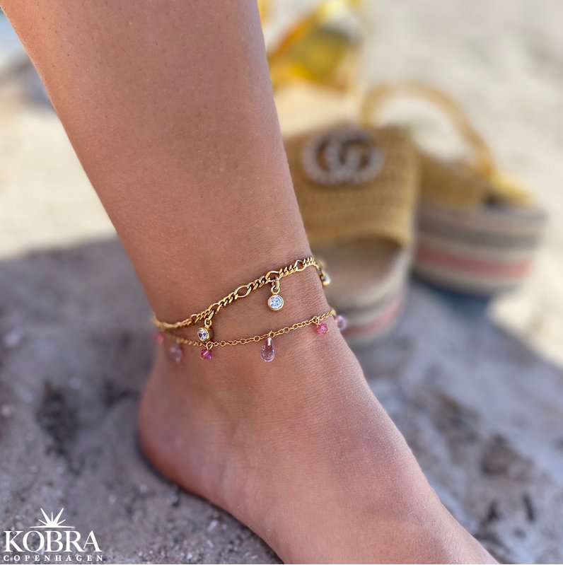 "Sanna" sølv ankelkæde med hvide zirkonia sten - Ankelkæder - KOBRA ...